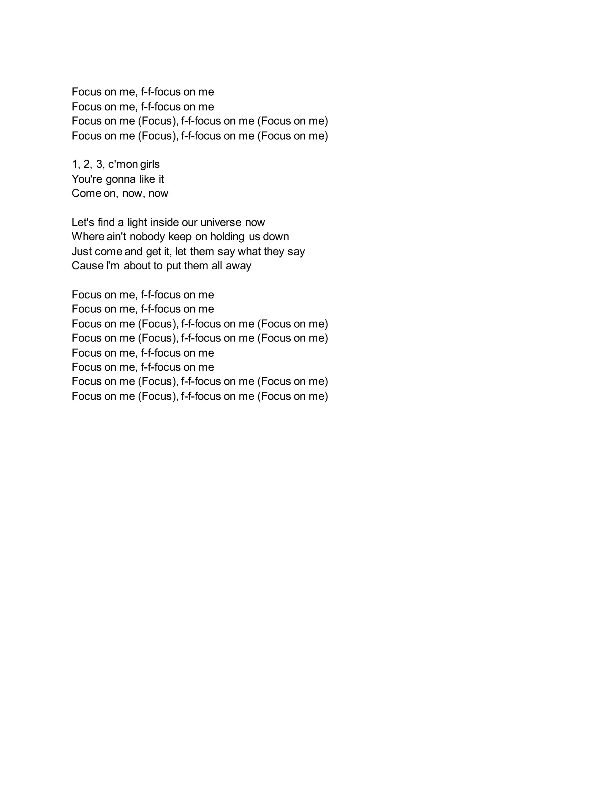 focus lyrics | PDF