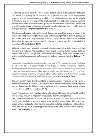A review of ingredients of Kuka cough syrup | PDF