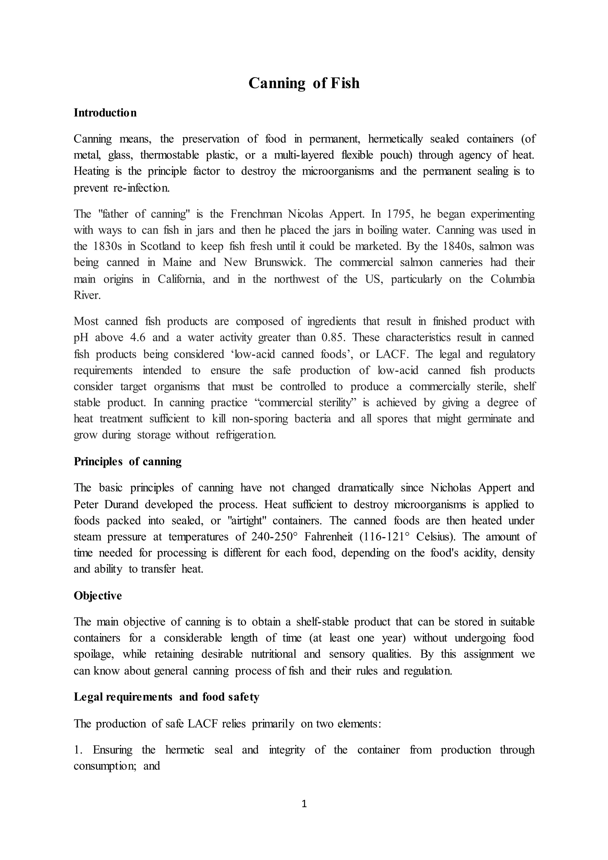 Canning of Fish | DOCX