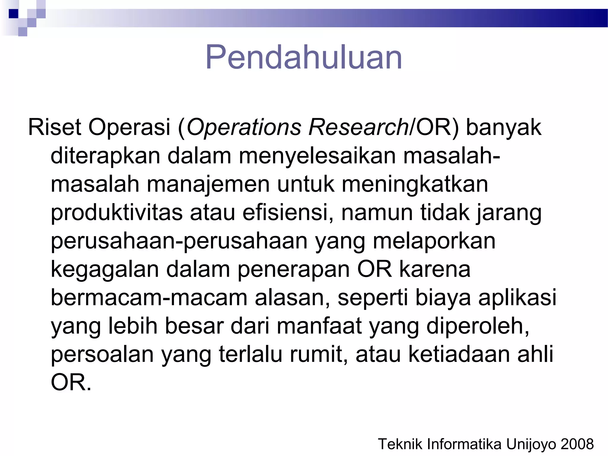 Ro 2-pengenalan-riset-operasional1 | PPT