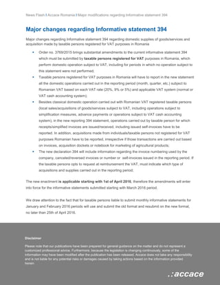 New amendments to form 394 in Romania | PDF