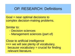 Examples of operational research | ODP