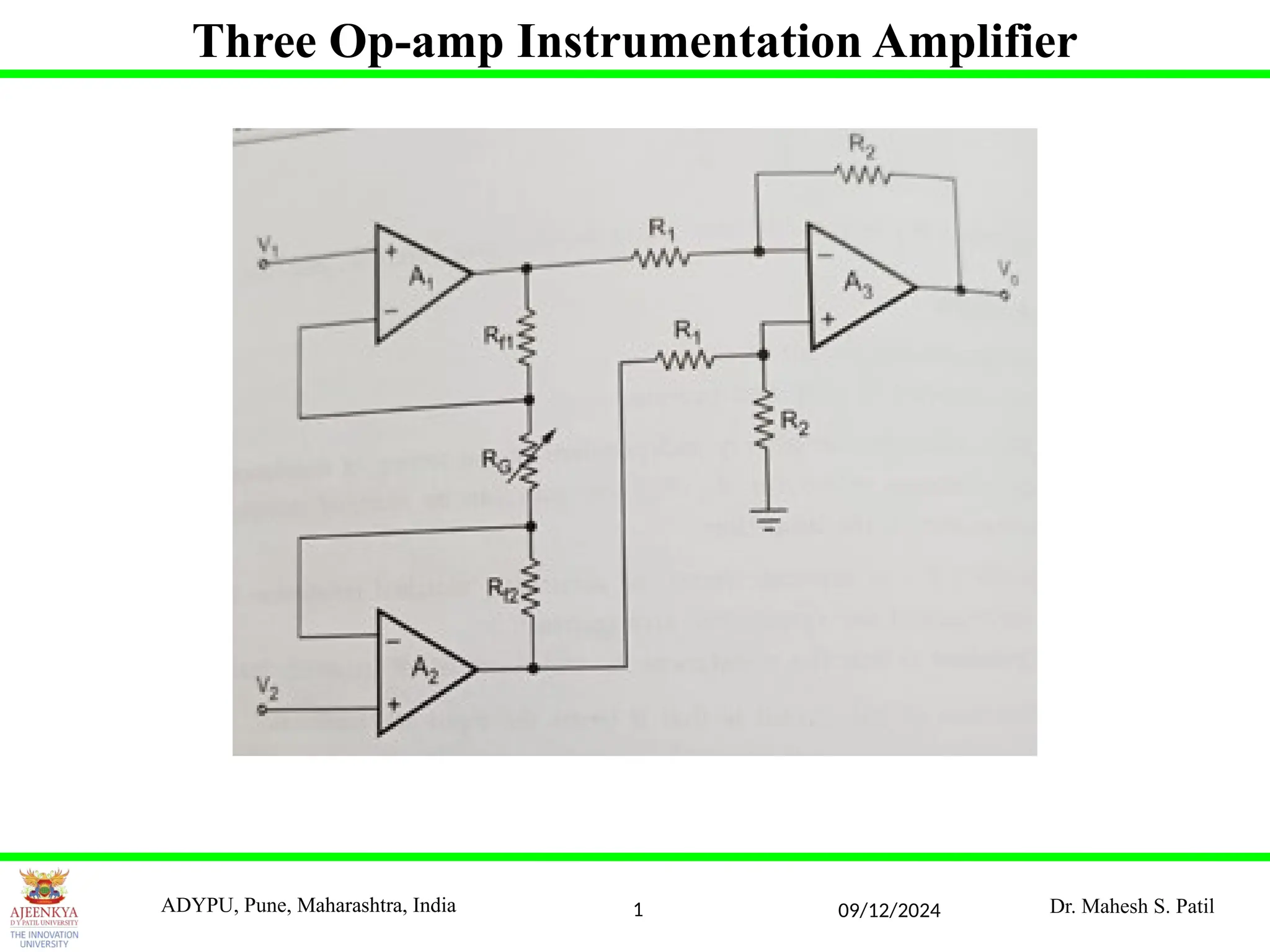 PPT for Instrumentation Amplifier with three opamp | PPT