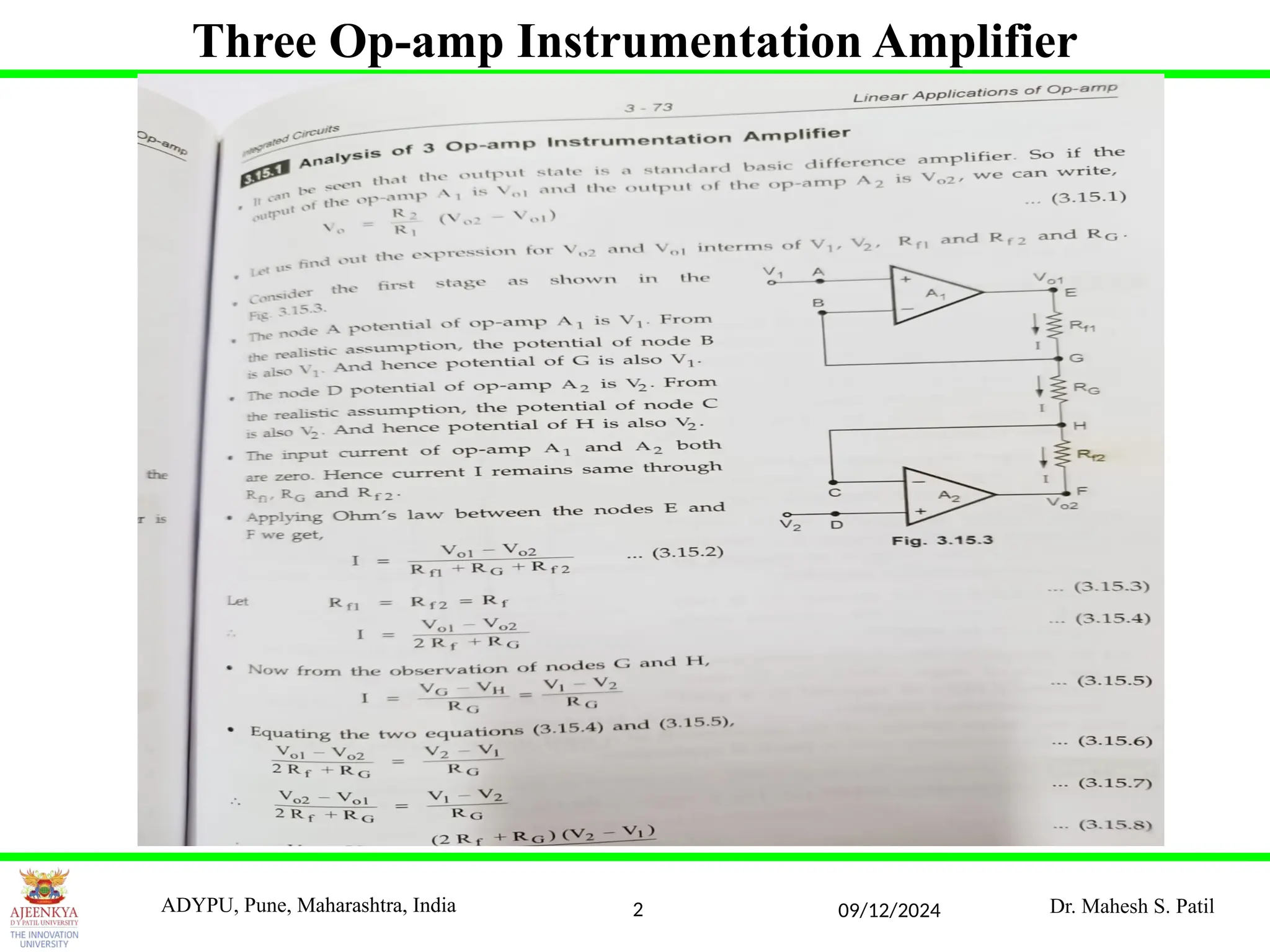 PPT for Instrumentation Amplifier with three opamp | PPT