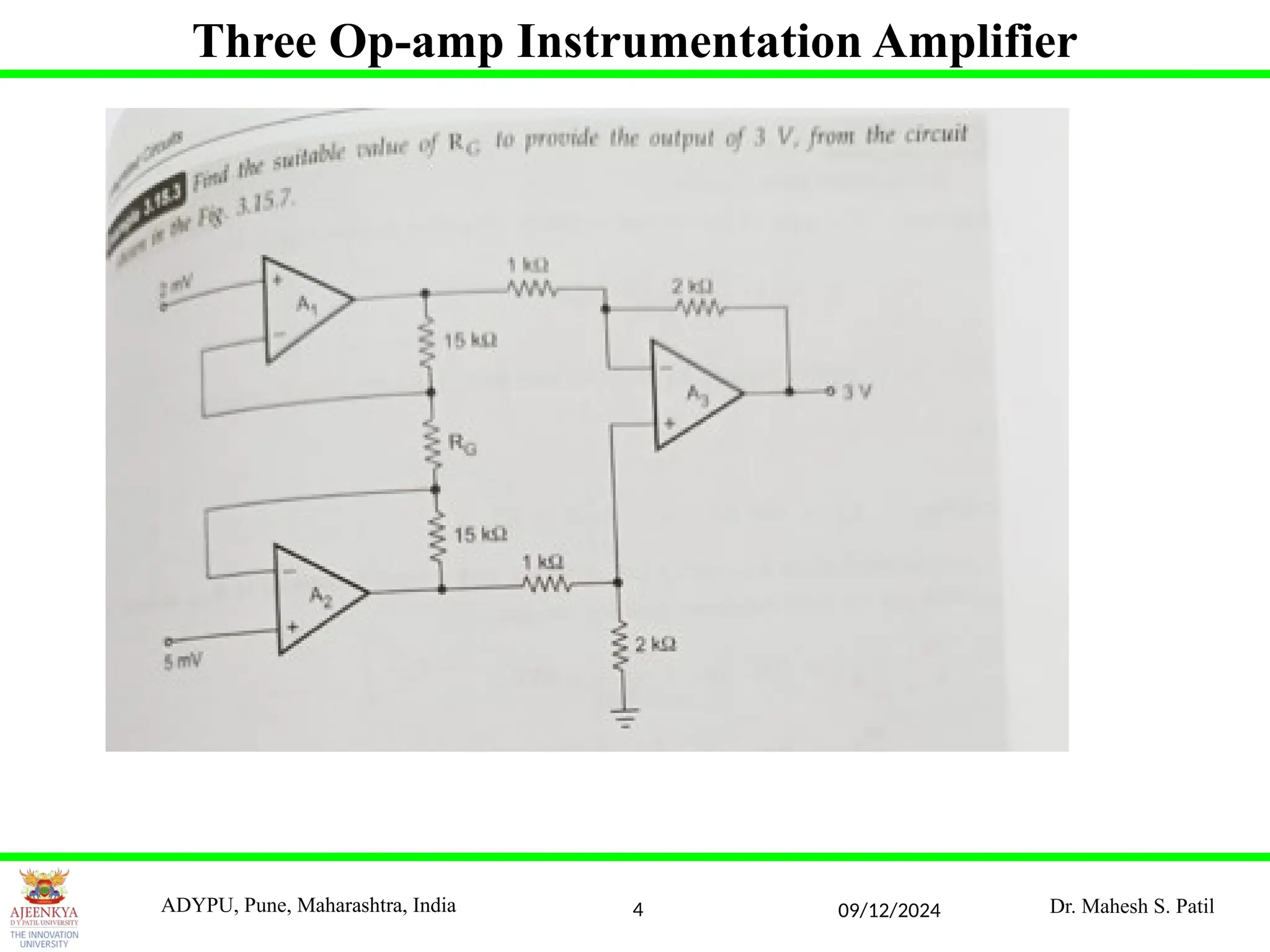 PPT for Instrumentation Amplifier with three opamp | PPT