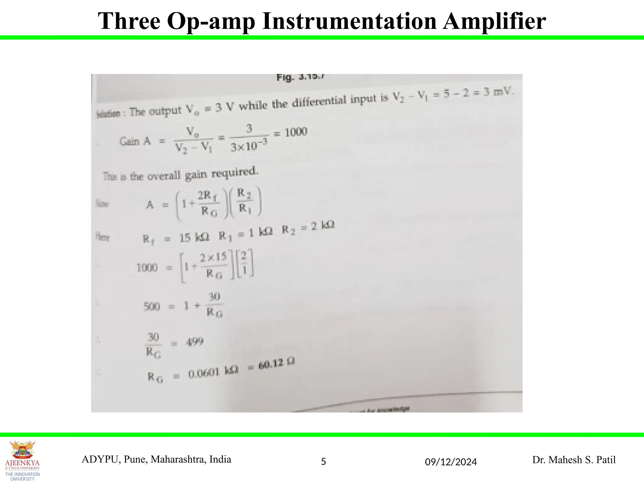 PPT for Instrumentation Amplifier with three opamp | PPT