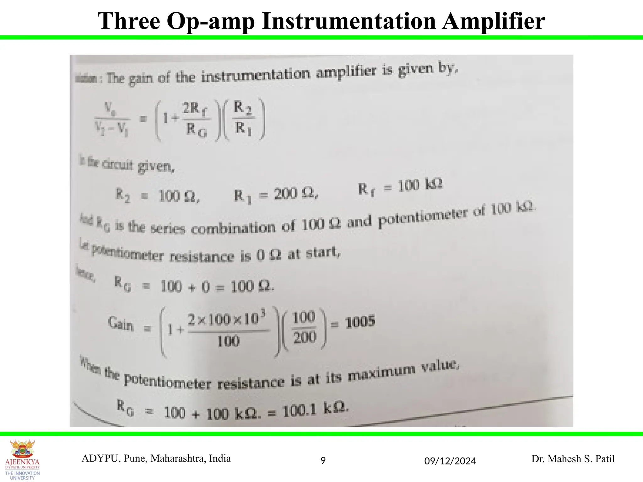 PPT for Instrumentation Amplifier with three opamp | PPT | Free Download