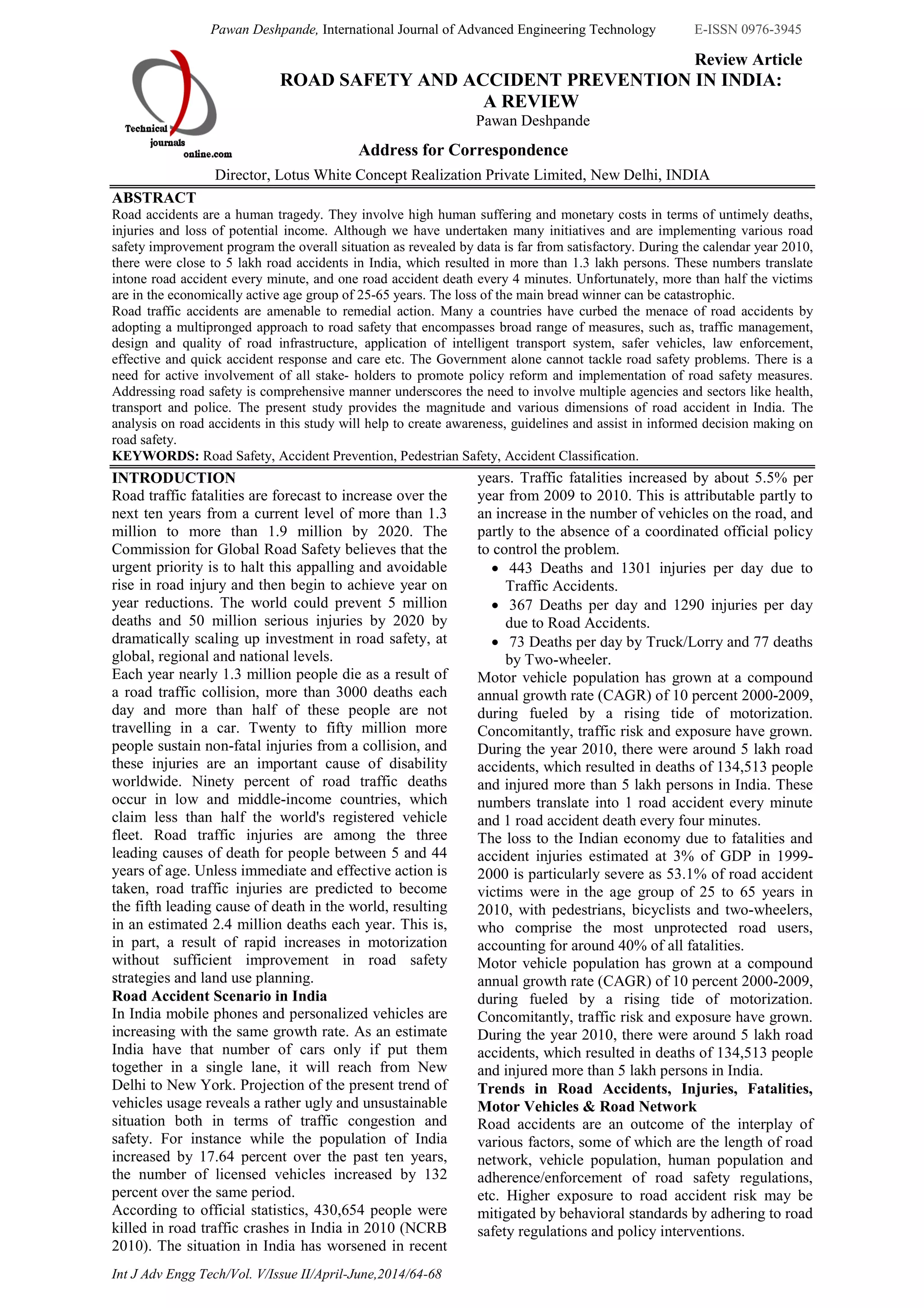 Road safety and accident prevention in India | PDF