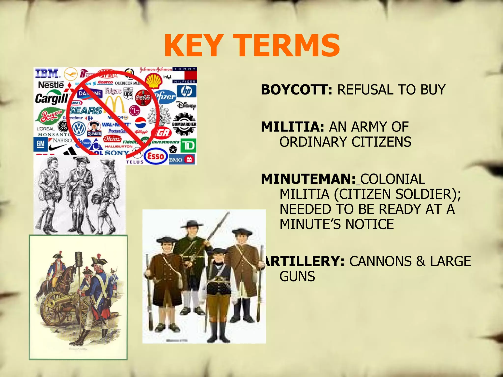 Road To Independence -Parliamentary Acts and Colonial Resistance | PPT