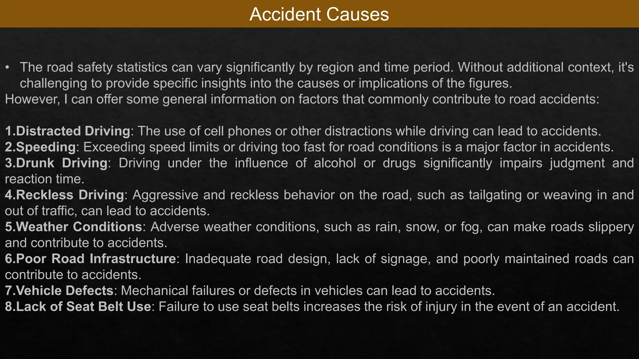 Road Accident Analysis done by different type Vehicles , current year ...