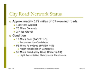 Road Asset Management Funding Analysis | PDF