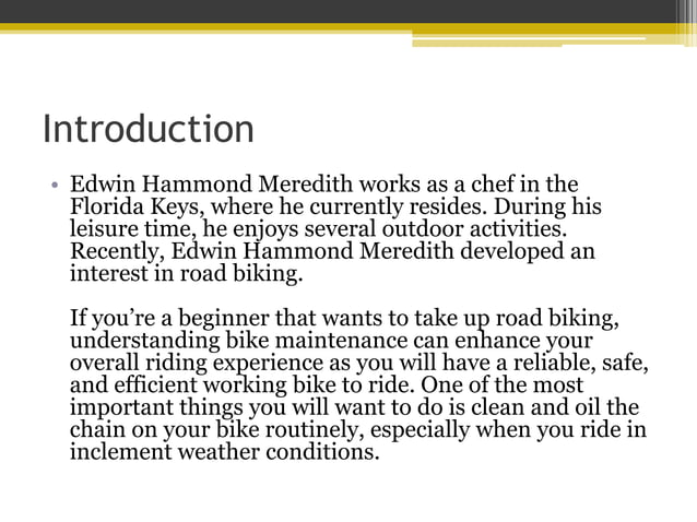 Road Biking and Maintenance for Beginners | PPT
