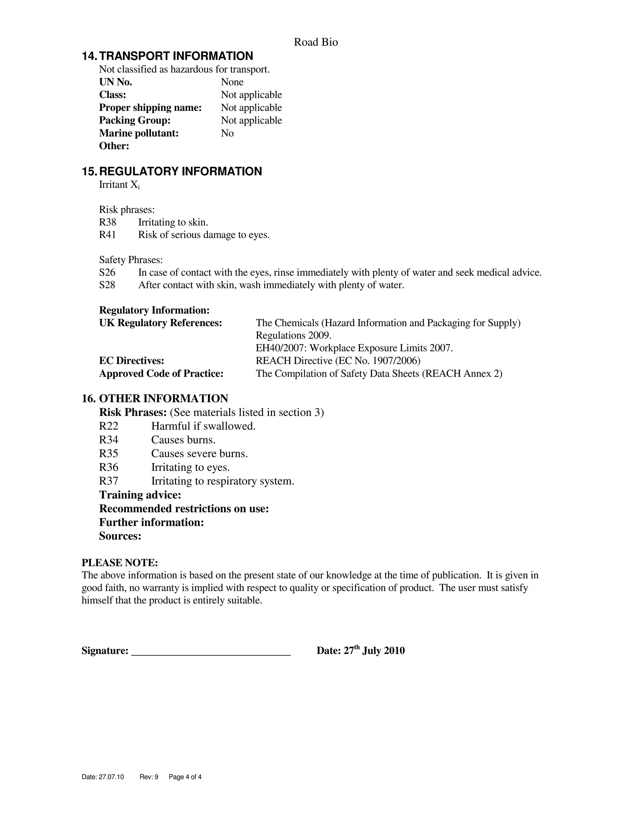 Oil Technics Ltd: Road bio | PDF