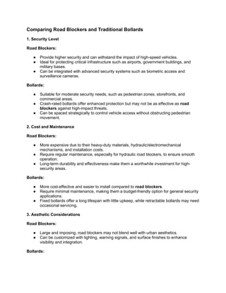 Road Blockers vs. Traditional Bollards_ Which is the Better Choice for ...
