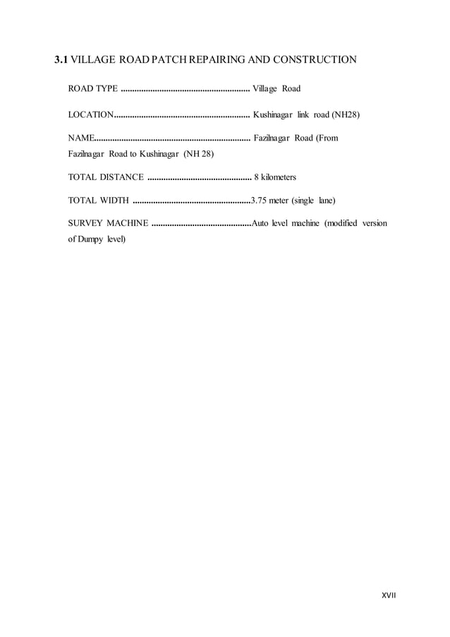 Road construction report | DOCX