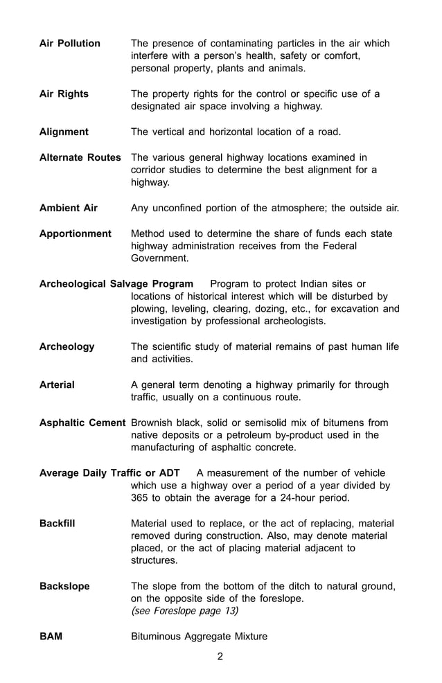 Road construction terms dictionary | PDF