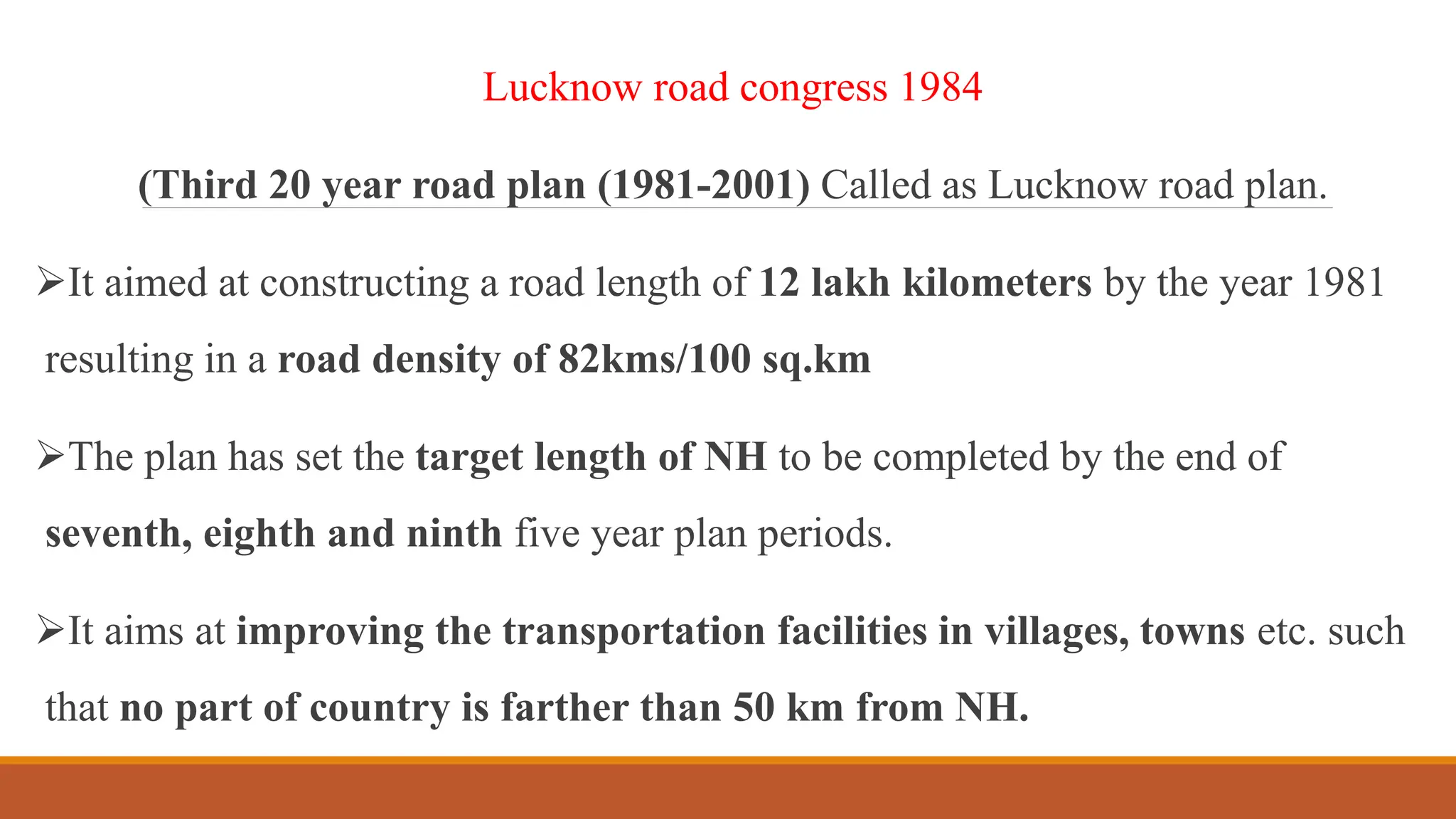 Road Development plans of India-Transportation Engineering | PPTX