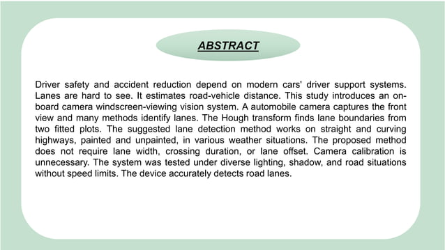 road lane detection.pptx | Cameras and Camcorders | Consumer Electronics
