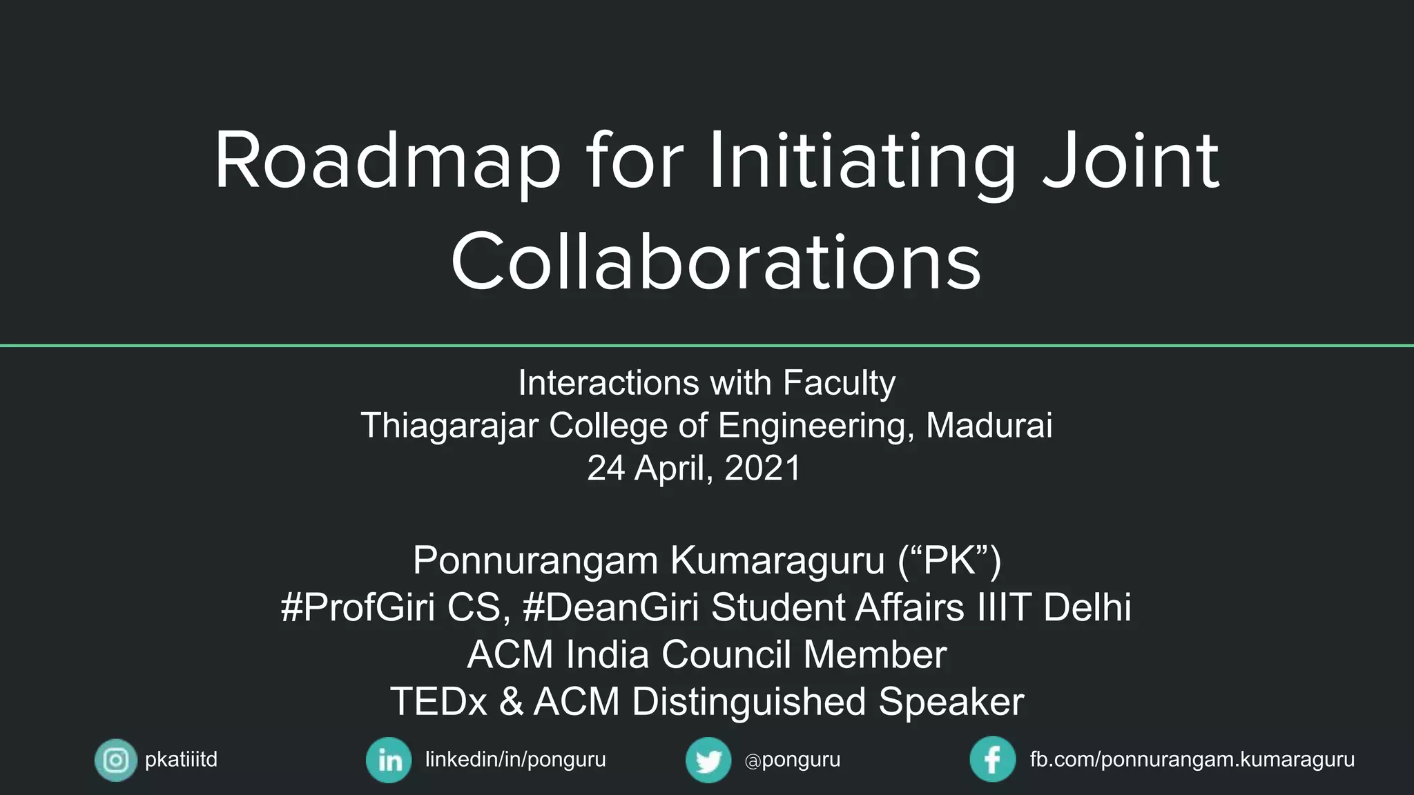 Roadmap for Initiating Joint Collaborations | PPT