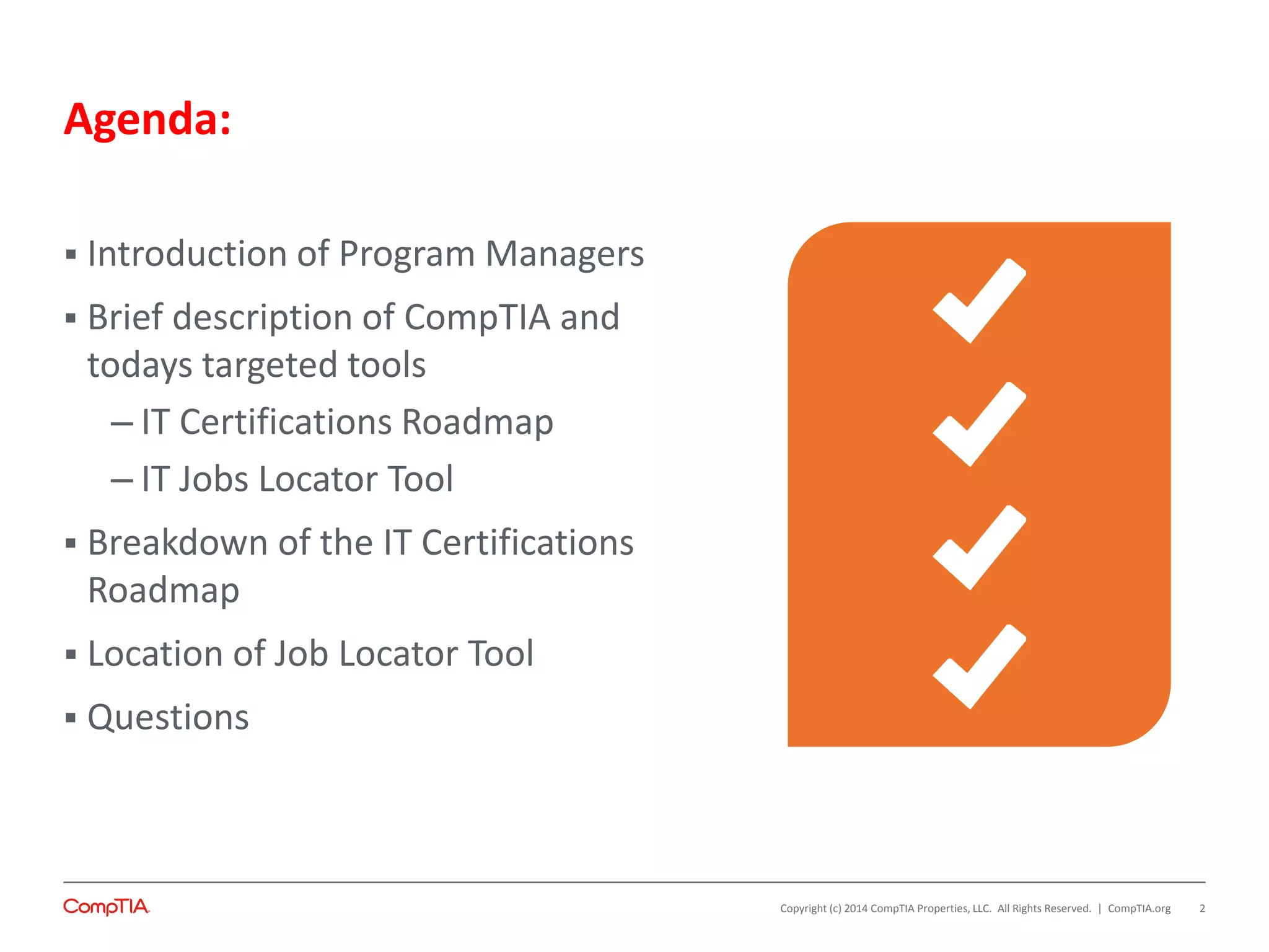 Introduction to the CompTIA Certification Roadmap and IT Job Locator ...
