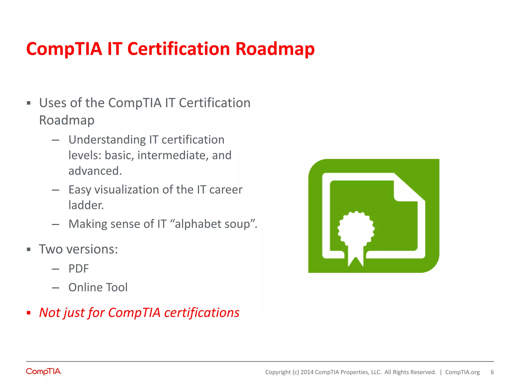 Introduction to the CompTIA Certification Roadmap and IT Job Locator ...