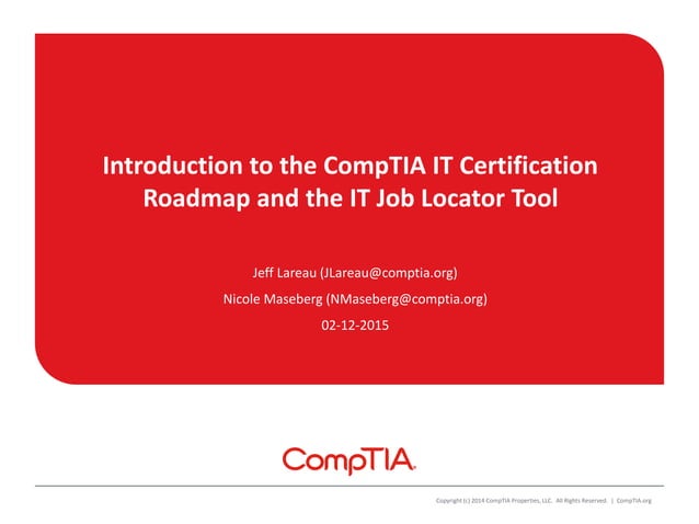 Introduction to the CompTIA Certification Roadmap and IT Job Locator ...