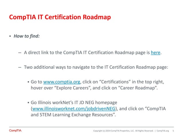 Introduction to the CompTIA Certification Roadmap and IT Job Locator ...