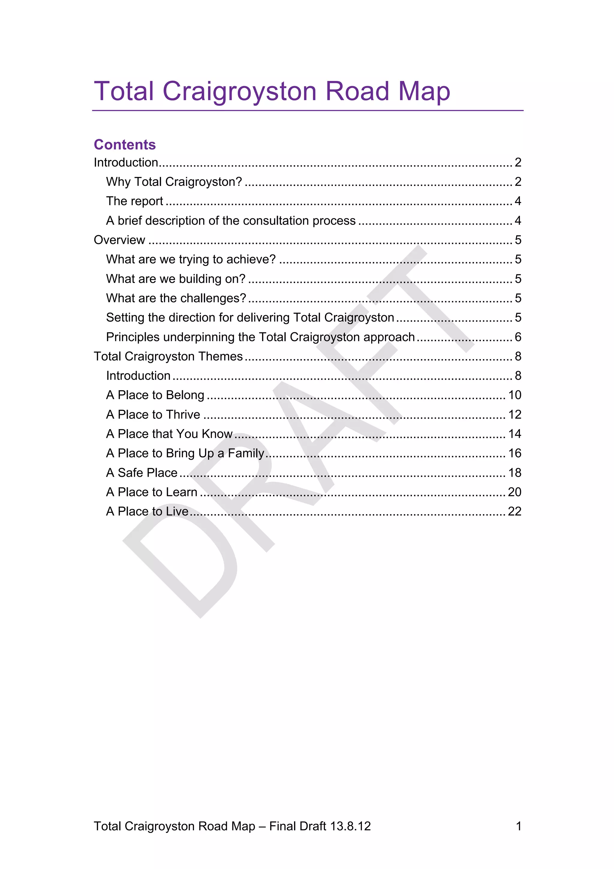 Total Craigroyston draft road map | PDF