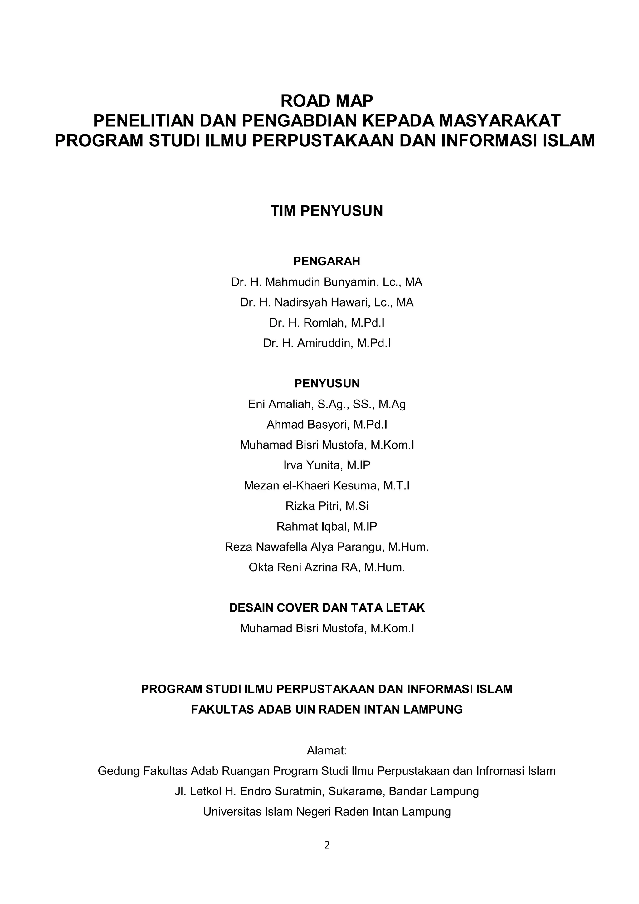 Roadmap Penelitian dan PkM Prodi Ilmu Perpustakaan dan Informasi Islam | PDF