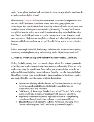 Roadmap for a Safer Virtual World_ The Story of Akshay Garkel Rewriting ...