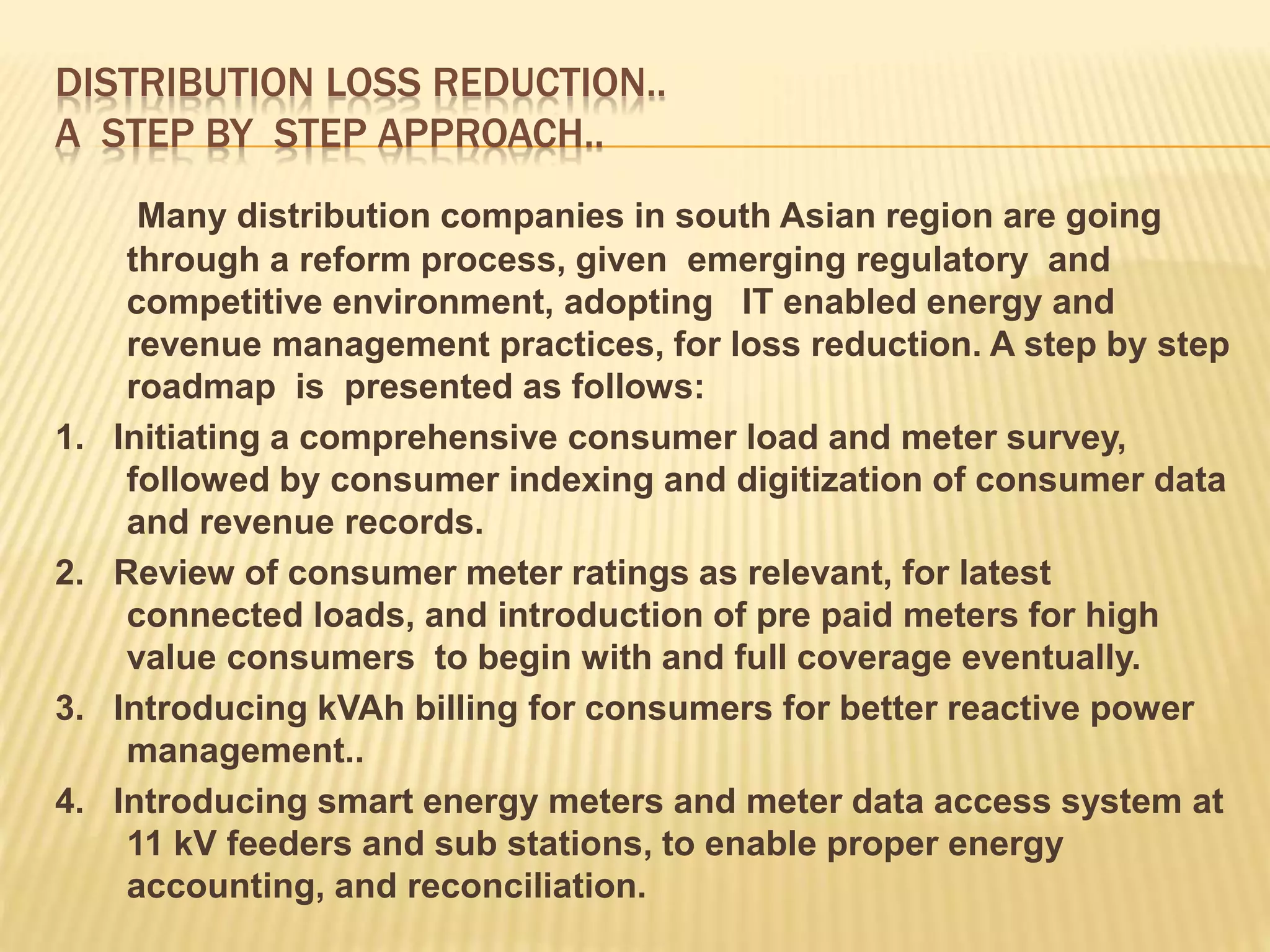Roadmap for distribution loss reduction.. a step by step approach | PPT
