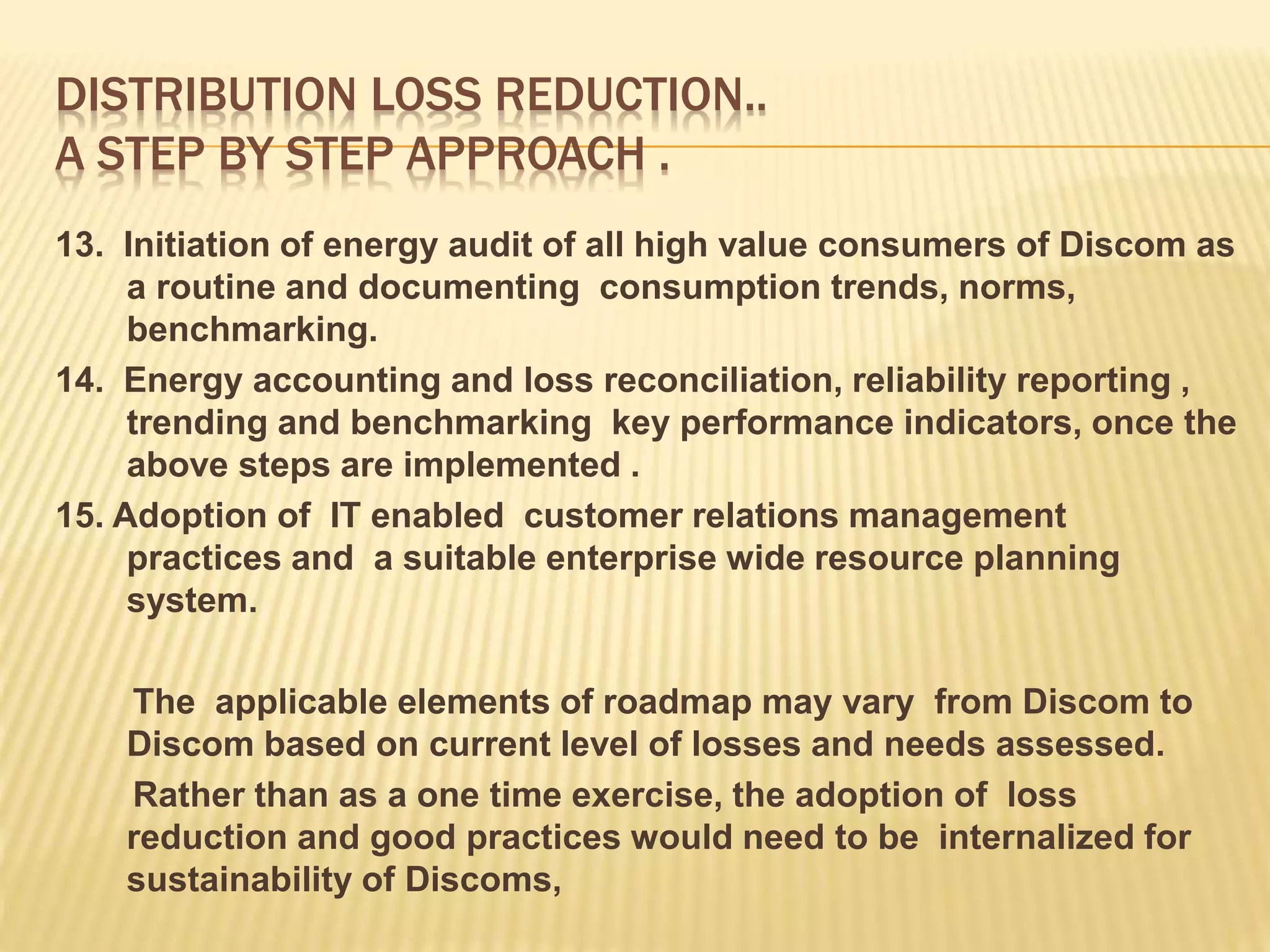 Roadmap for distribution loss reduction.. a step by step approach | PPT