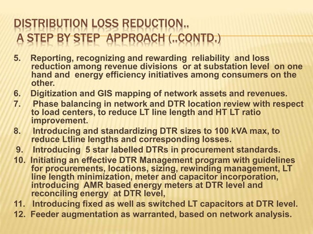 Roadmap for distribution loss reduction.. a step by step approach | PPT