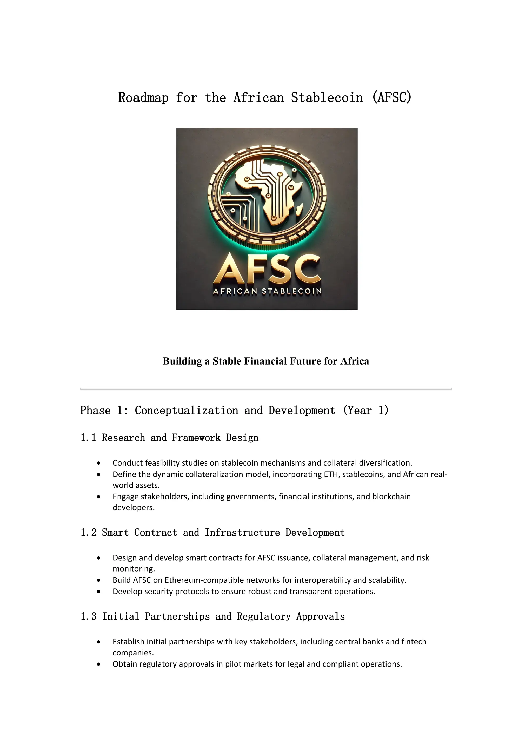 Updated Roadmap for the African Stablecoin | PDF