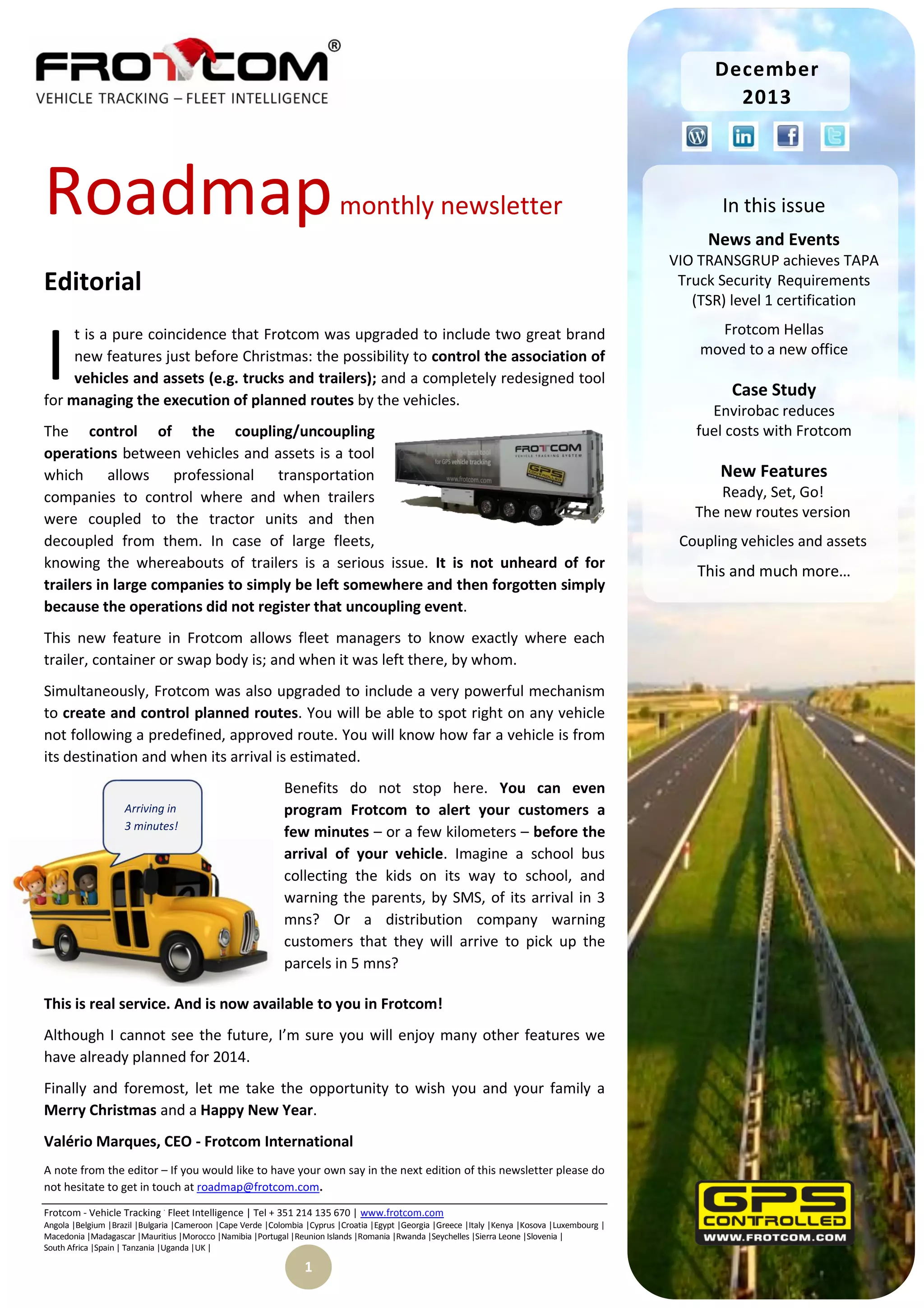 Roadmap monthly newsletter - December 2013 | PDF