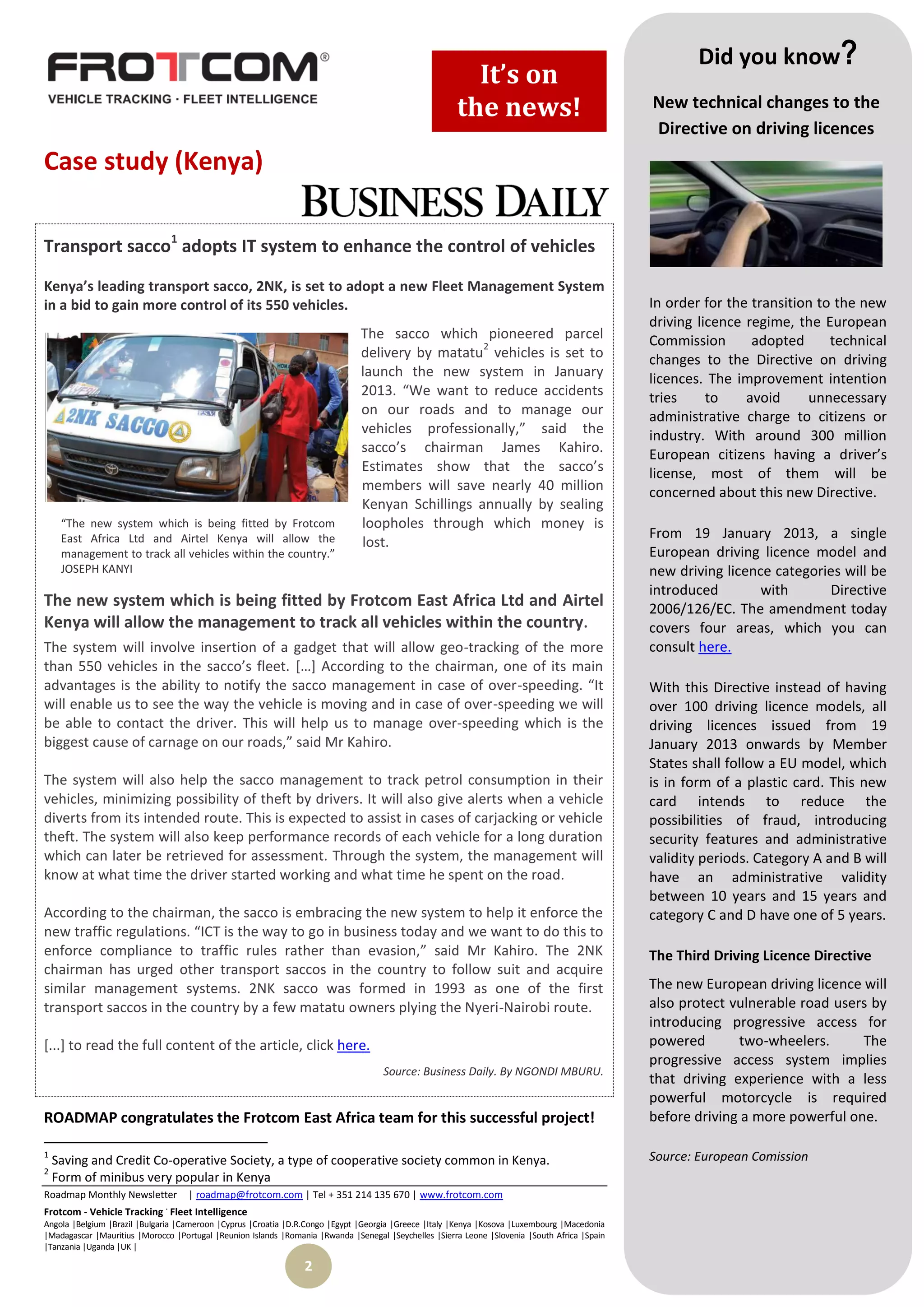 Roadmap monthly newsletter - January 2013 | PDF