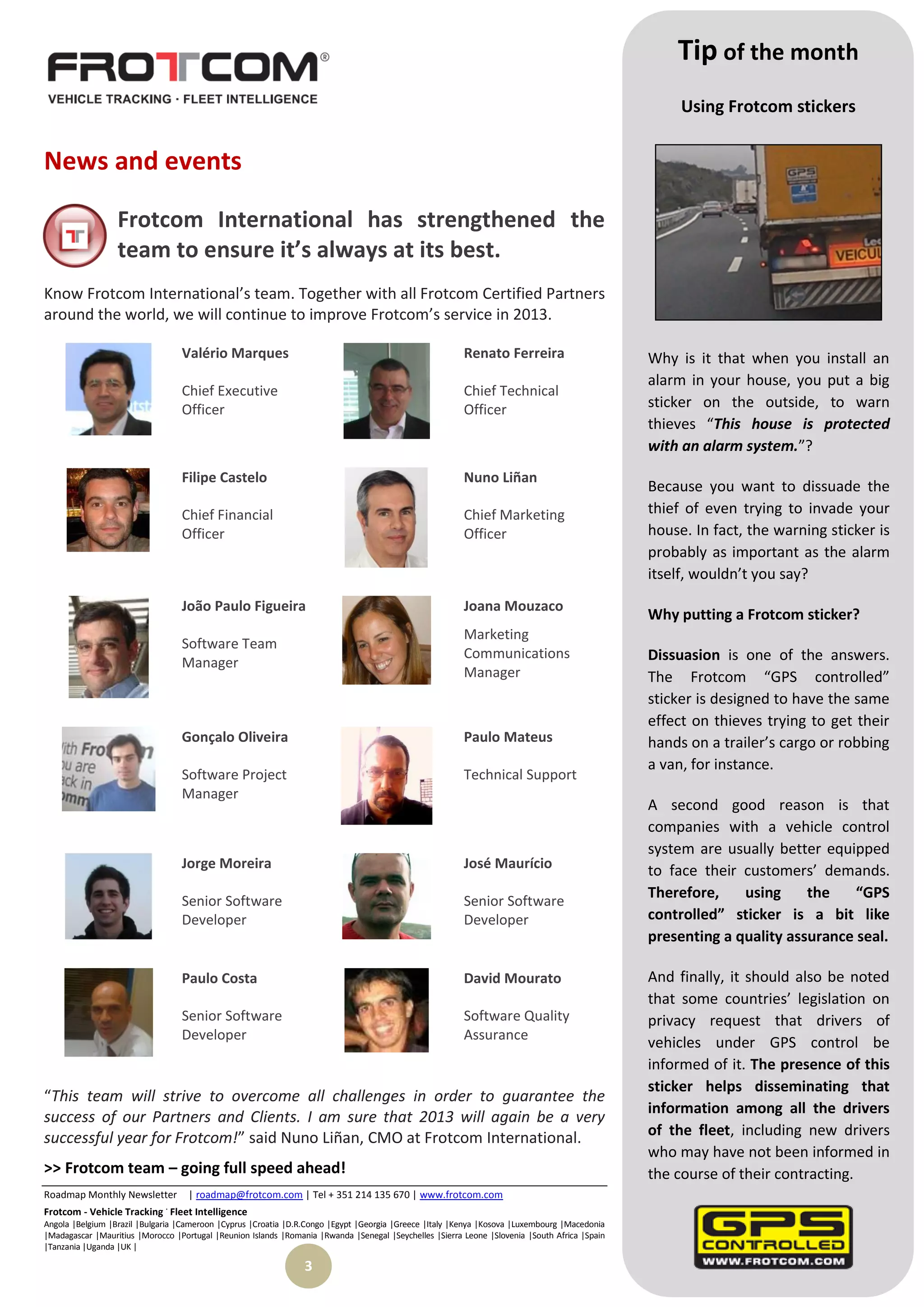 Roadmap monthly newsletter - January 2013 | PDF