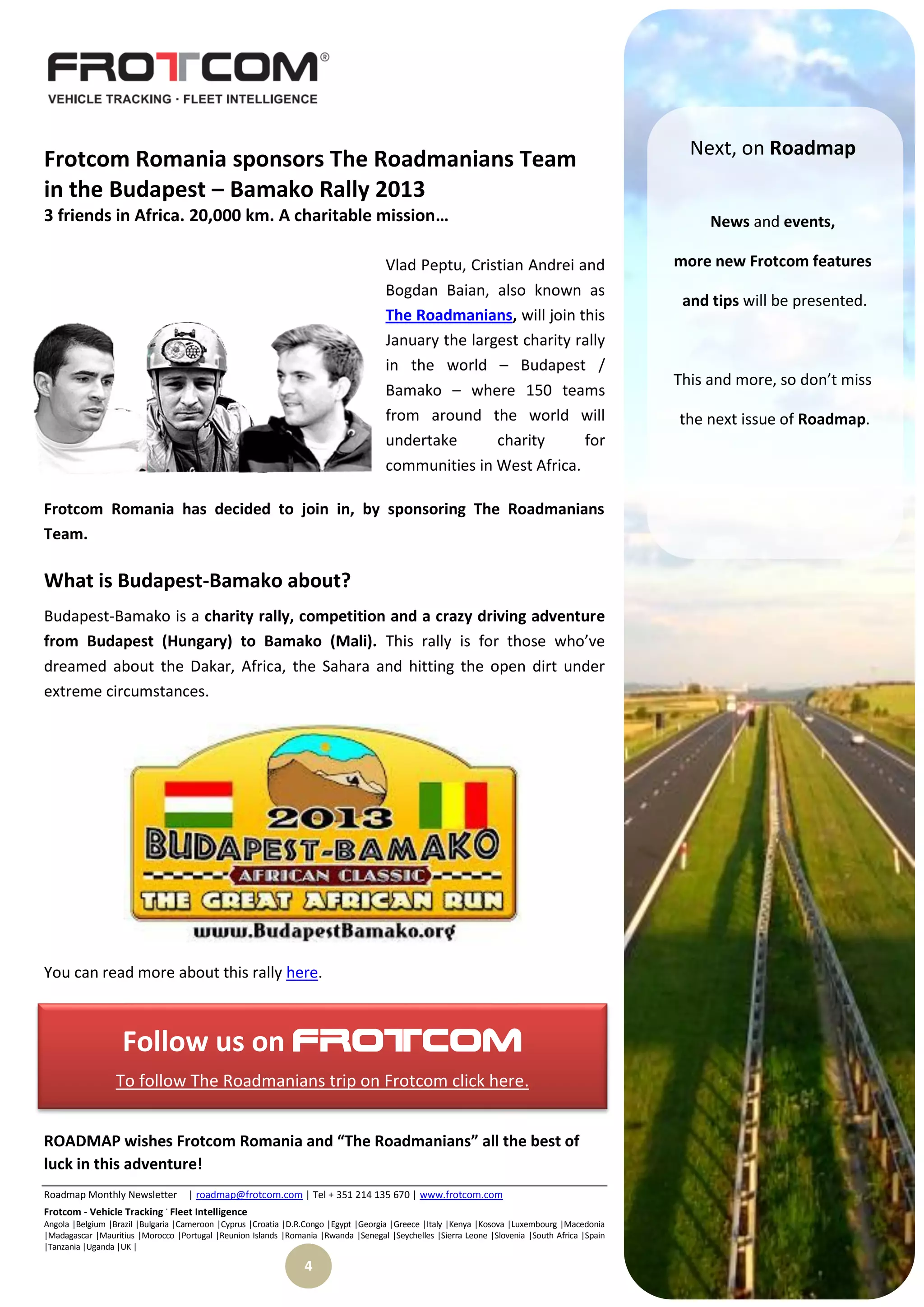 Roadmap monthly newsletter - January 2013 | PDF