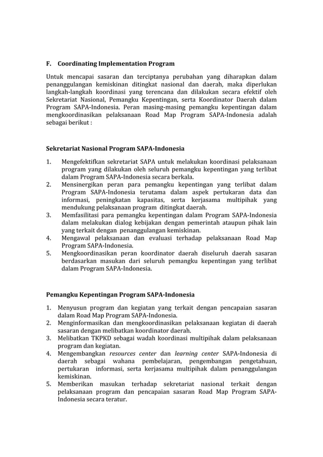 Roadmap Program SAPA | PDF