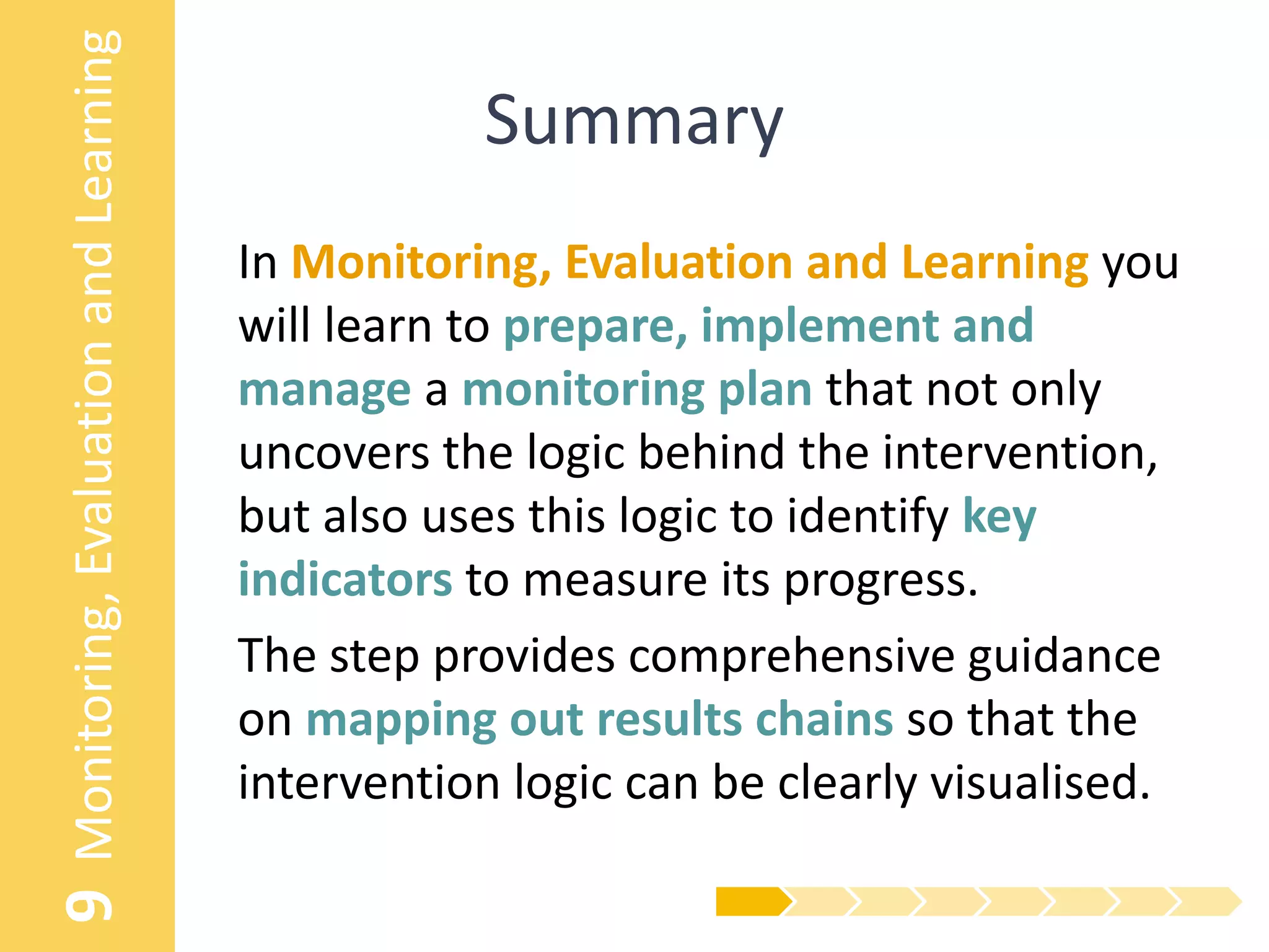 Step 9: Monitoring, Evaluation and Learning | PDF