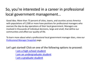 Roadmap to a career in professional local government | PPTX
