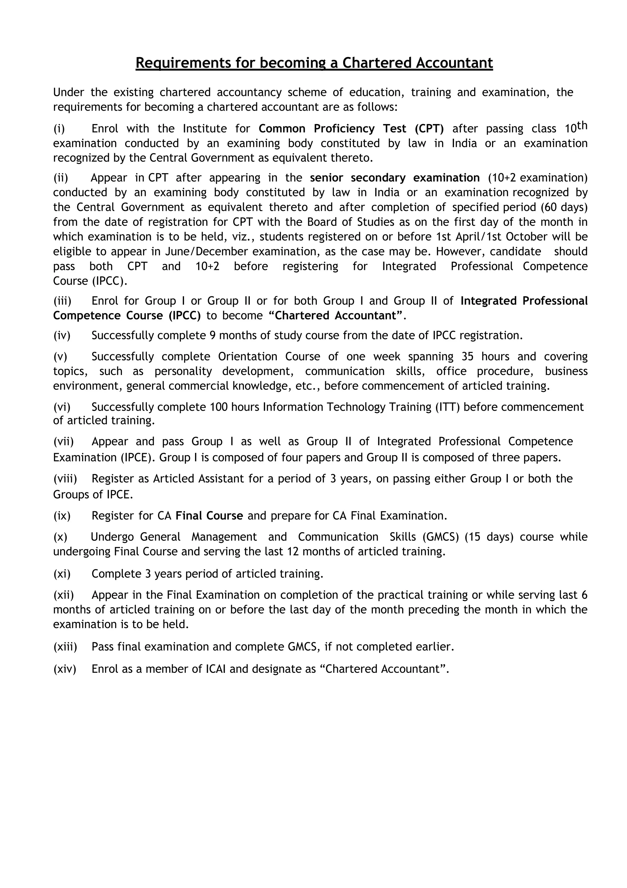 Road map to be a CA | PDF