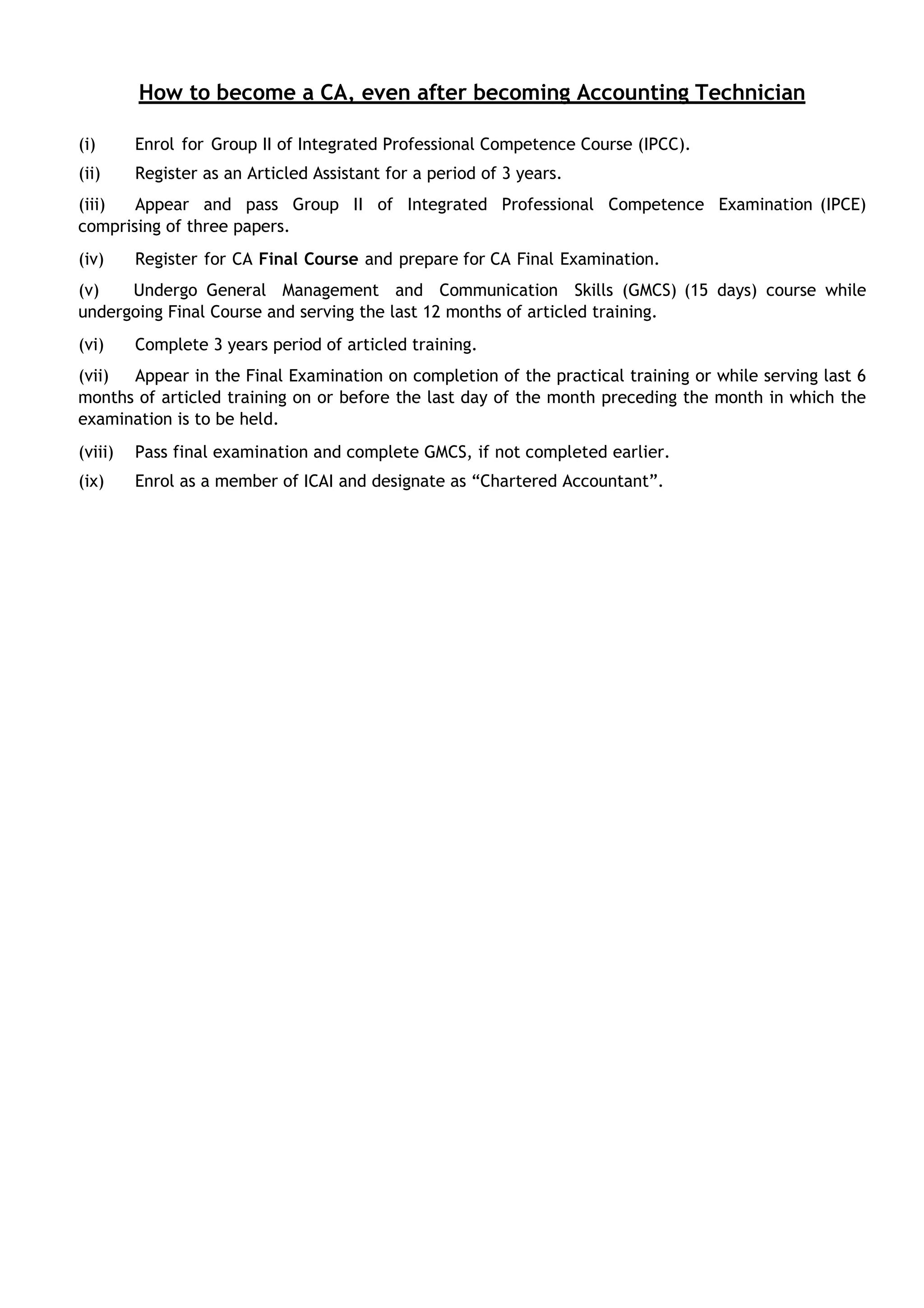 Road map to be a CA | PDF