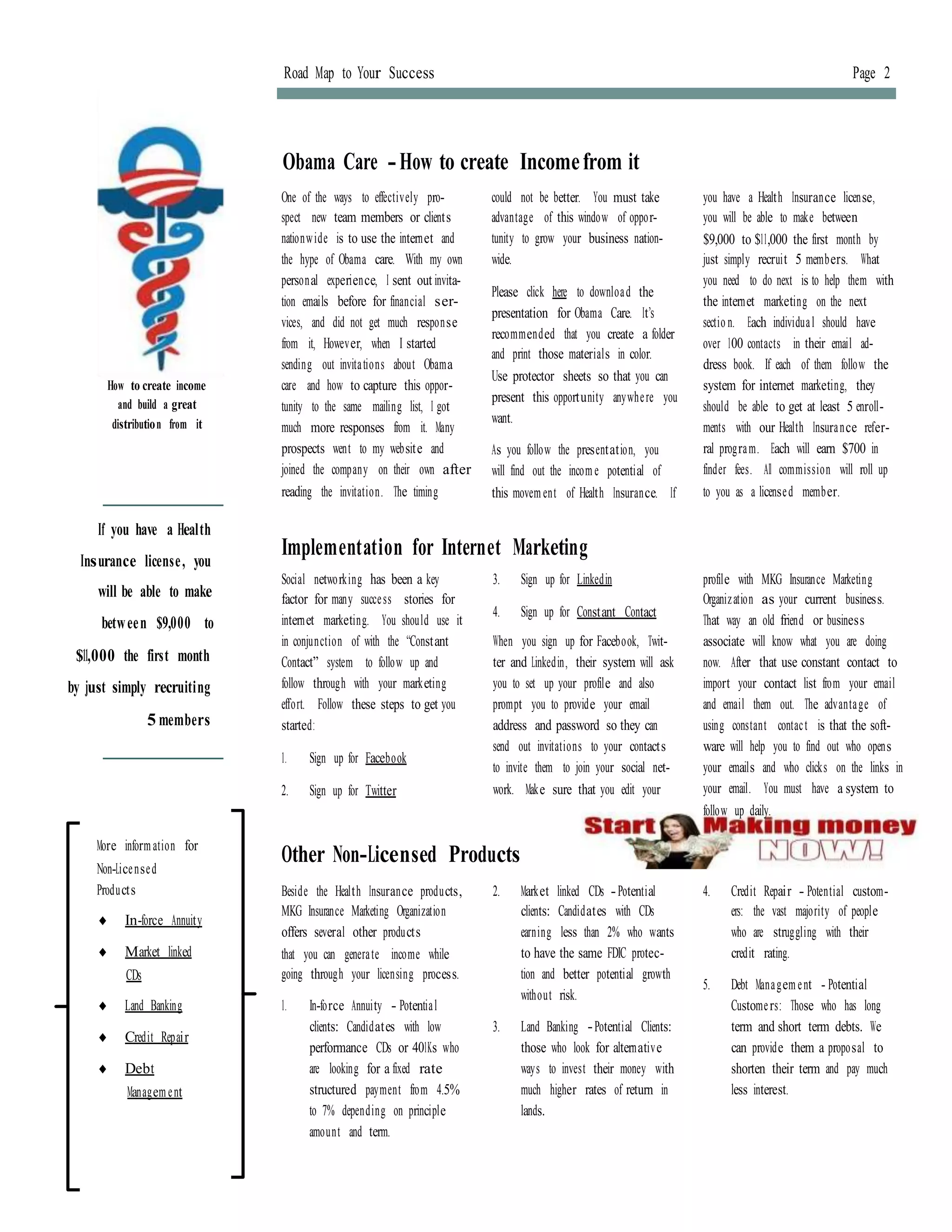 Road map to your success MKG Insurance Marketing Organization | DOCX
