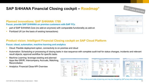 SAP Financial Closing cockpit in SAP S/4HANA; status and Roadmap | PDF