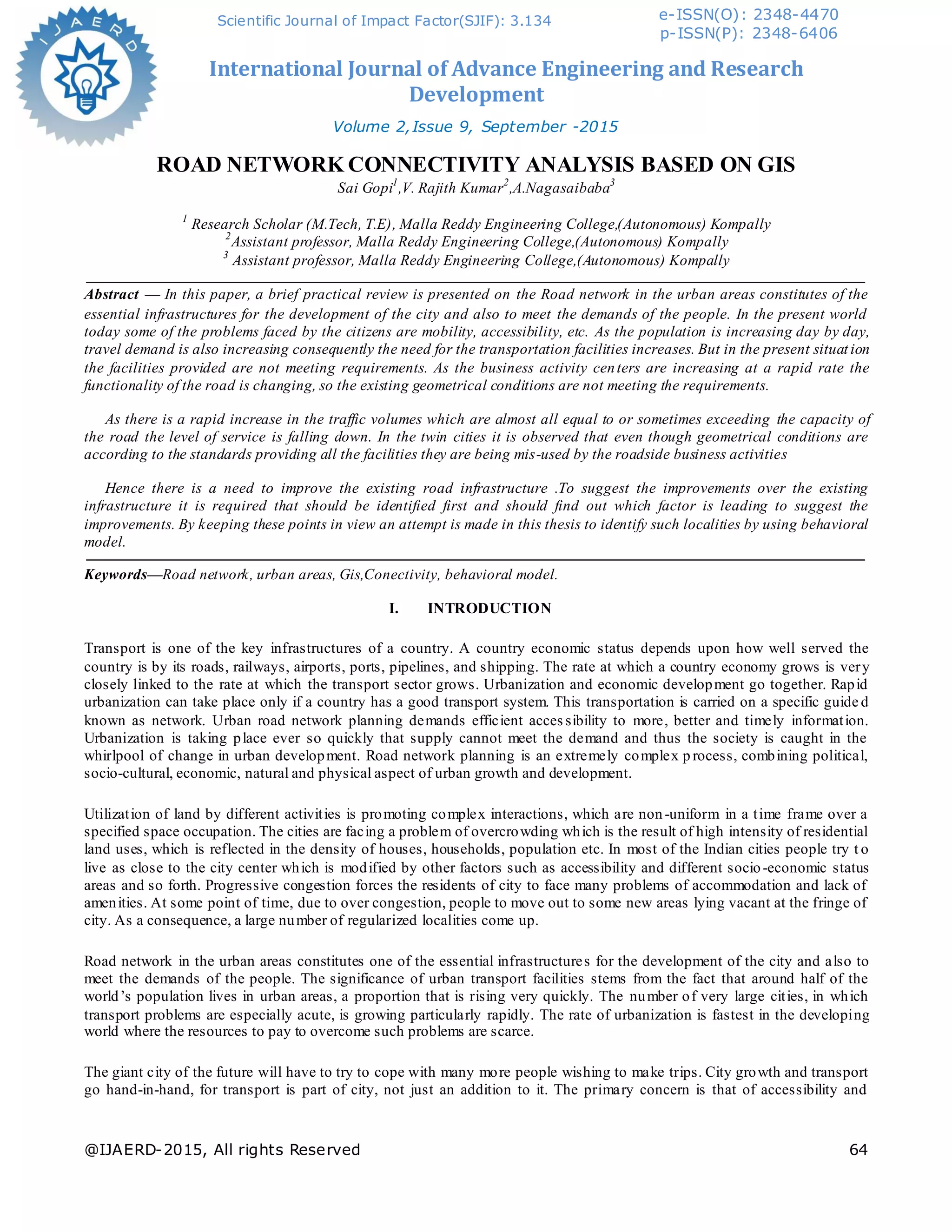 Road network connectivity analysis based on gis 23230 | PDF | Business ...