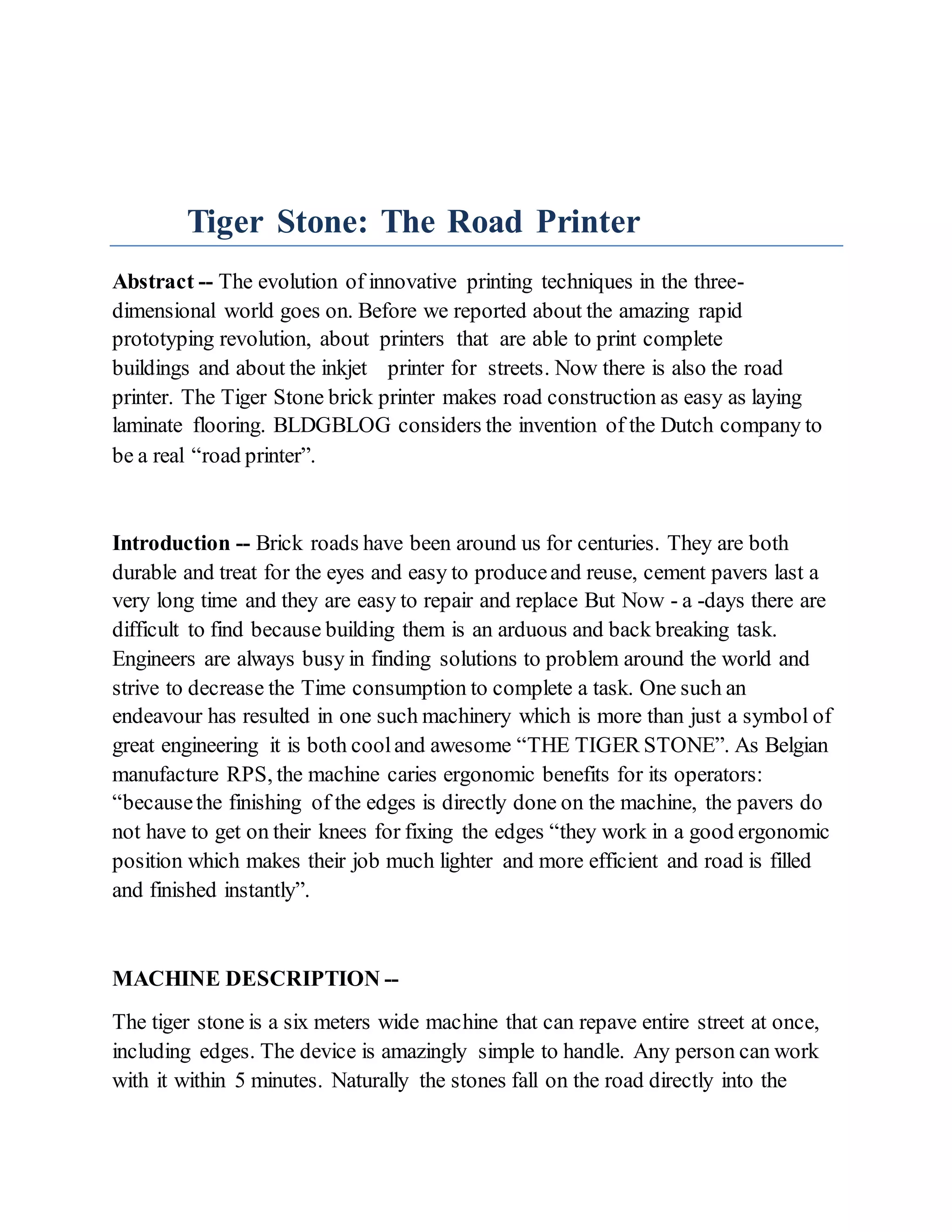 Road printer | DOCX