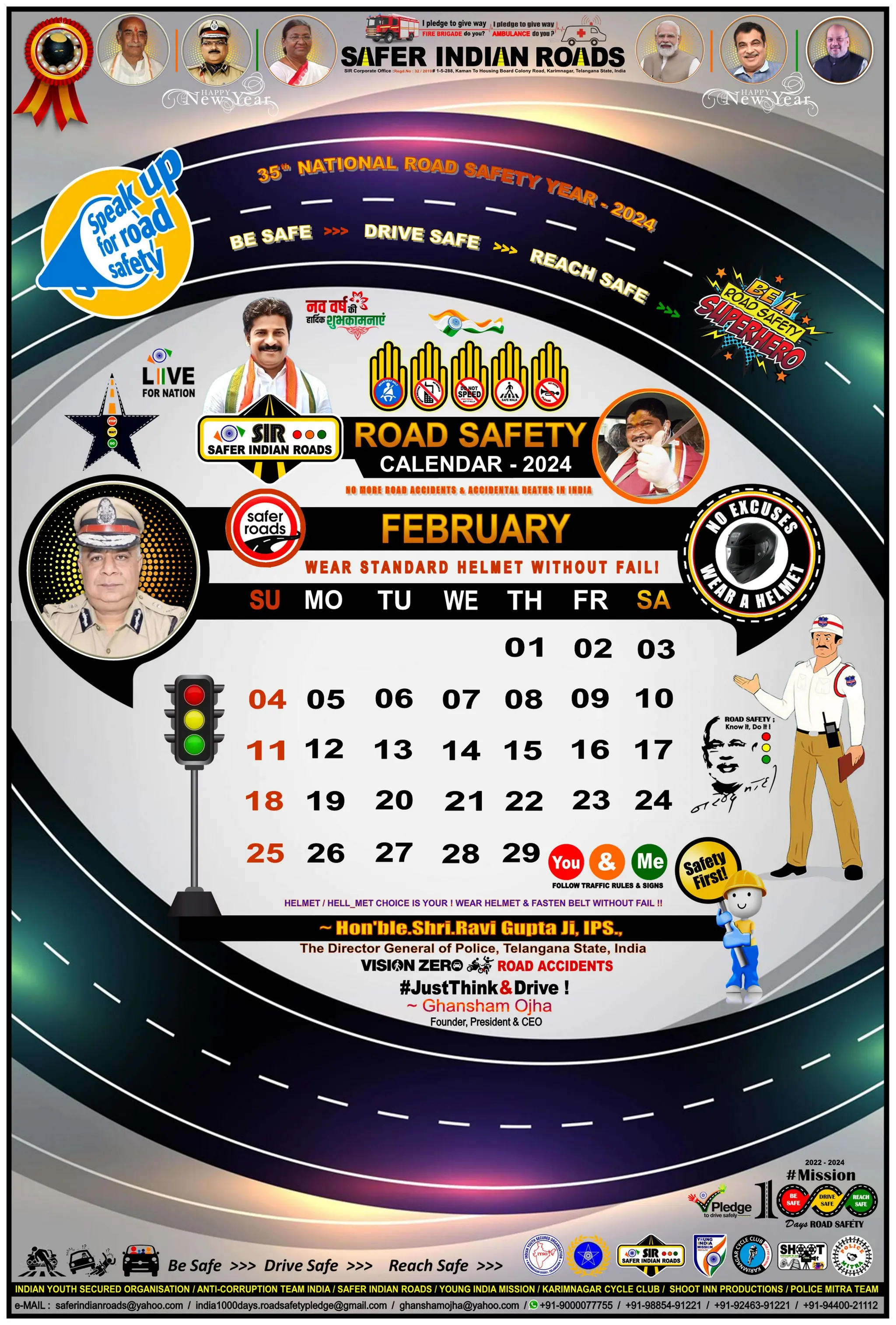 Road Safety Calendar - 2024 Courtesy ~ Safer Indian Roads | PDF