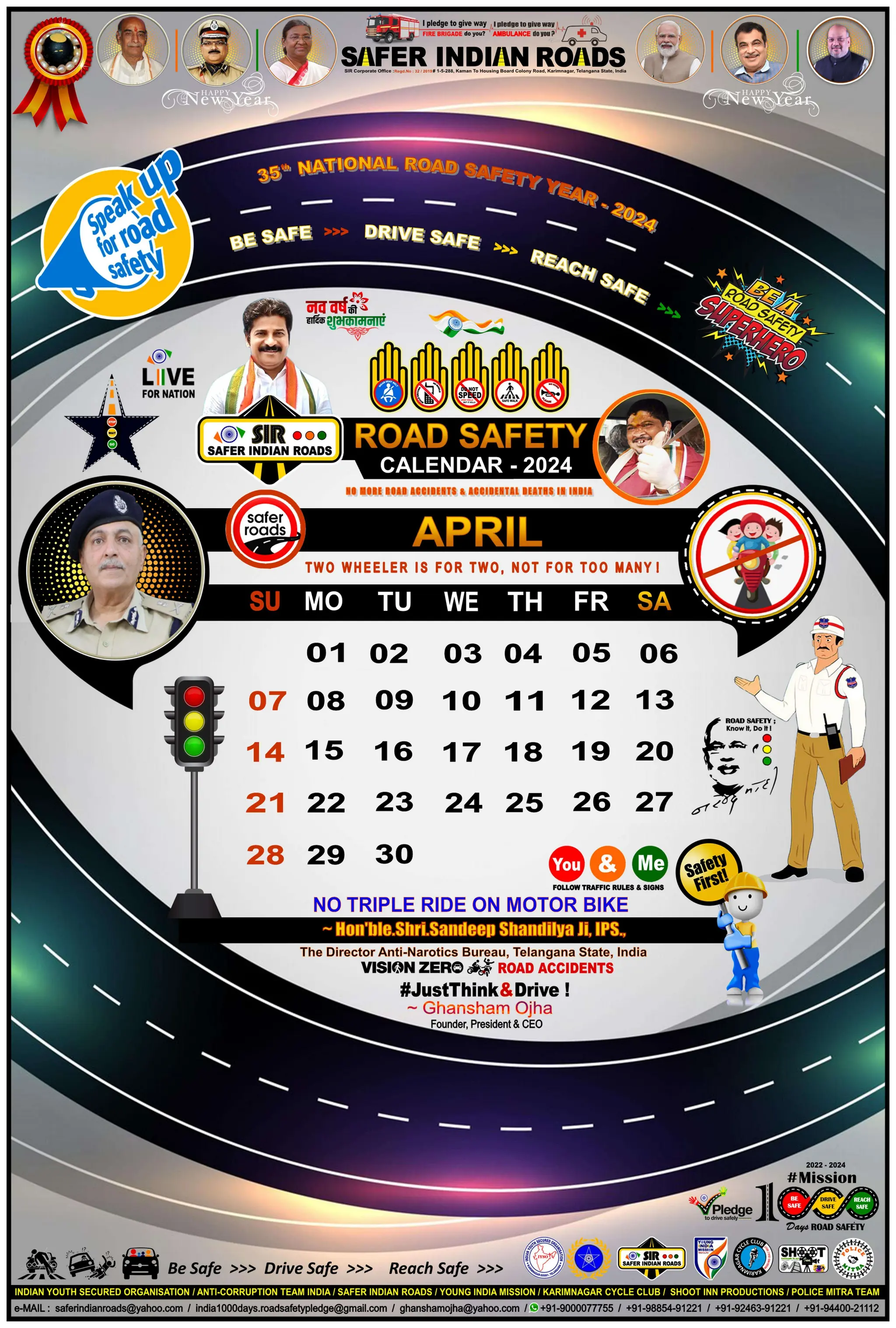 Road Safety Calendar - 2024 Courtesy ~ Safer Indian Roads | PDF