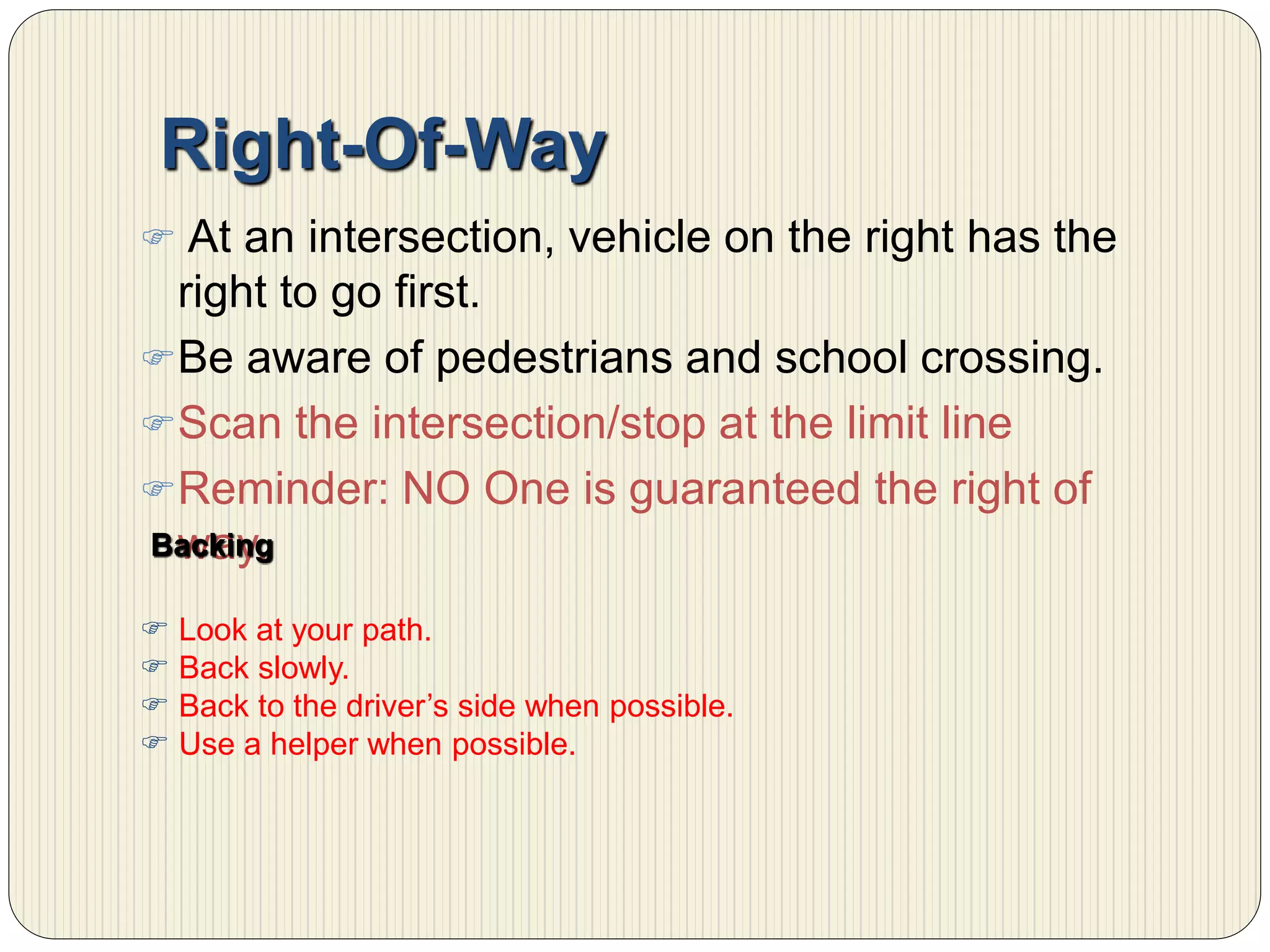 Road safety defensive driver`s driving training mannual | PPTX